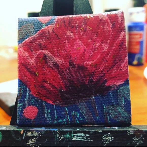 Art | Original Midnight Poppy Minipainting | Poshmark